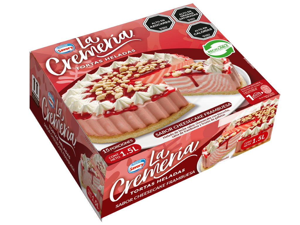 Helado LA CREMERÍA® Cheesecake sabor Frambuesa 1.5L | Savory®
